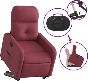Zvedací polohovací křeslo vínové textil 3206798