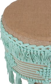 Béžovo - mintová stolička / podnožka Fringe mint - Ø 37*45cm