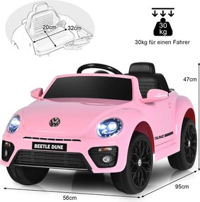 Costway VW Beetle dětské auto s hudbou a 2 režimy svícení včetně 2,4 G dálkového