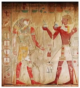 DIMEX | Vliesová fototapeta na zeď Egyptská malba MS-3-0052 | 225 x 250 cm | béžová, červená