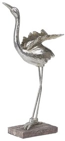 Dekorativní figurka pták stříbrná CRANE Beliani