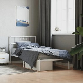 vidaXL Kovový rám postele s čelem 90 x 190 cm [355455] Barva: Bílá