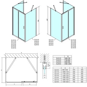 Polysan Polysan, EASY sprchový kout tři stěny 1300x900mm, L/P varianta, čiré sklo, EL1315EL3315EL3315