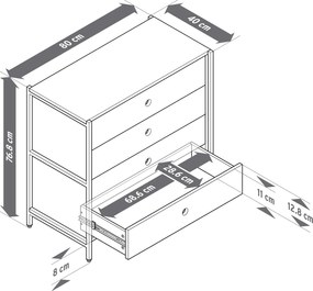 Tchibo - Komoda »Klaar« se 4 zásuvkami - barva: bílá