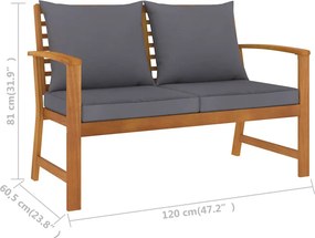 Zahradní lavice 120 cm tmavě šedá poduška masivní akácie 311830