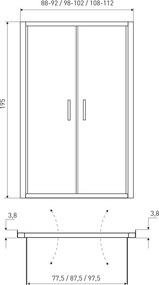 Novoterm Dvoukřídlé otevíravé sprchové dveře NV-Solid DDP CHR 100, chrom/transparent - bez vaničky