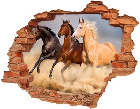 Wallmuralia Díra 3D foto tapeta nálepka Koně ve cvalu 90x70 cm