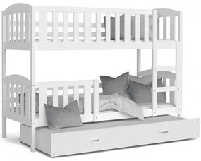 DOBRESNY Dětská patrová postel KUBU 3 200x90 cm BÍLÁ BÍLÁ