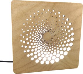 AMADEA Dřevěná lampička s motivem spirály, velikost 20 cm, s LED osvětlením s trafem na 12V
