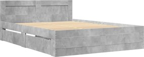 Rám postele s čelem betonově šedý 140 x 200 cm kompozitní dřevo 3295565
