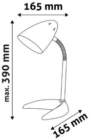 Stolní lampa se závitem E27, stříbrná se základnou ve tvaru C