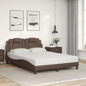 Rám postele Viana bez matrace hnědý 140x190 cm umělá kůže 3208091