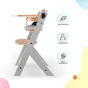 Kinderkraft Židlička jídelní Enock s polstrováním Premium Grey wooden