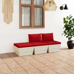 3dílná zahradní sedací souprava z palet podušky smrkové dřevo,  3063414