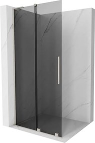 Mexen Velar L, posuvná sprchová zástěna Walk-in 110 x 200 cm, 8mm šedé sklo, broušená ocel, 871-110-003-43-97