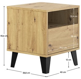 Noční stolek, dub artisan, BOGAN NEW 1S