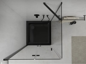 Mexen Lima, sprchový kout 90 (dveře) x 90 (stěna) cm, 6mm čiré sklo, černý profil + SLIM černá sprchová vanička 5cm s černým sifonem, 856-090-090-70-00-4070B