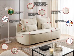 Béžová/taupe sametová rozkládací/s úložným prostorem pohovka 210 cm Saga – Ropez
