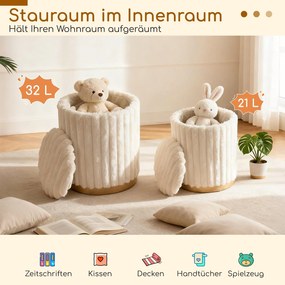 Costway Moderní osmanský set 2 er 32 L + 21 L kulatá stolička s potahem