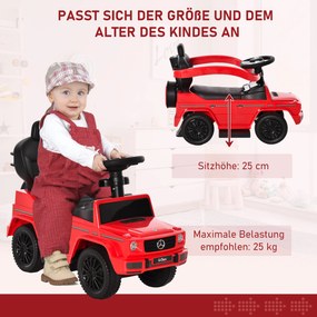 Posuvné autíčko s odrážedlem Mercedes-Benz G350 posuvné autíčko s volantem 3 v 1 pro děti 18-36 měsíců červené