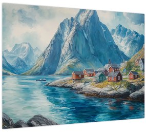 Obraz - Norská vesnička (70x50 cm)