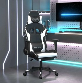 vidaXL Masážní herní židle s podnožkou umělá kůže [345465] Barva: Černobílý