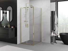 Mexen Exo, výklopná sprchová kabina, dveře 110 cm + boční stěna 110 cm, transparentní sklo, zlatá, 8182-110-110-50-00
