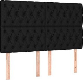 Box spring postel s matrací a LED černá 160x200 cm textil 3135687
