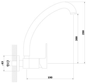 Bruckner, SIEGER nástěnná baterie s vysokou hubicí, chrom, 914.015.1