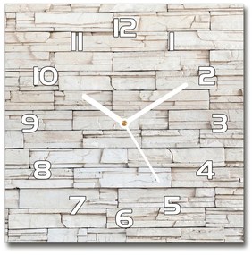 Wallmuralia Skleněné hodiny čtverec Bílá stěna káment 30x30 cm