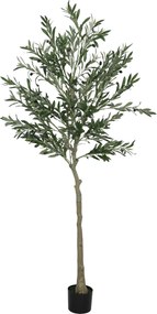 HOMCOM Umělý olivovník Velký 180 cm - Umělá rostlina, plastový olivovník v květináči, umělý strom s cementem, umělý mech pro obývací pokoj, ložnici, d