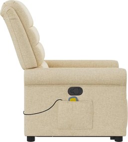 Zvedací masážní polohovací křeslo krémové textil 3303332