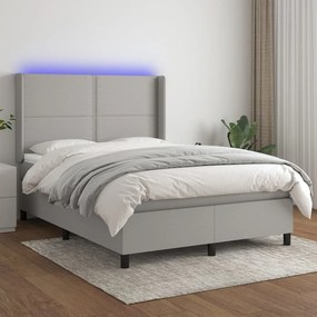 Box spring postel s matrací a LED světle šedá 140x190 cm textil 3138229
