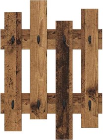věšák, nástěnný, 4 prkna, háčky, kompozitní dřevo, 82x60x3 cm, staré dřevo, Dekorino TK20260008