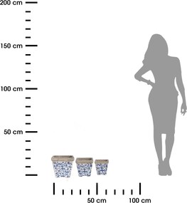 BETONOVÝ KVĚTINÁČ KELLY SADA 3KS 10,5X10 CM+14X14 CM+19X20 CM BÍLÁ/MODRÁ