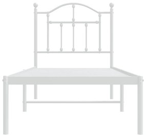 Kovový rám postele s čelem bílý 75 x 190 cm - Default Title