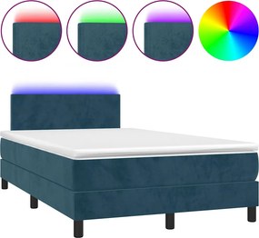 Box spring postel s matrací a LED tmavě modrá 120x190 cm samet 3270145