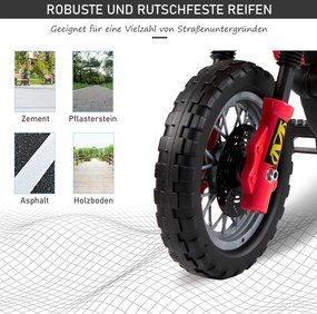 HOMCOM Dobíjecí elektrická motorka pro děti 6V od 3 let s nabíječkou a podpůrnými koly 102x53x66 cm Červená
