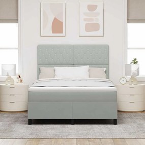 Postel s boxspringem s matrací Světle šedá 140 x 200 cm samet 3339770