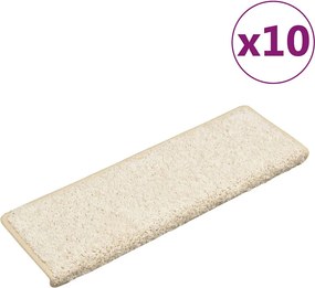 Schodové rohože 10 ks 65 x 21 x 4 cm bílé s obdélníkovým okrajem 149827