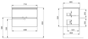 Sapho Ezara koupelnová skříňka 69,8 x 52 x 46 cm pod umyvadlo dub cuneo hnědá EZ701-2525