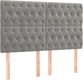 Box spring postel s matrací a LED světle šedá 140x190 cm samet 3136299