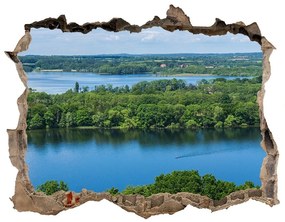 Wallmuralia Nálepka fototapeta 3D výhled Les nad jezerem 95x64 cm