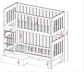Legno Dětská patrová postel Denis borovice Rozměr (cm): 80x200