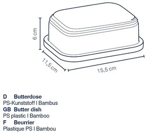 KELA Dóza na máslo Namur PS plast tmavě šedá 15,5x11,5x6,0cm KL-12083