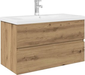 Umyvadlová skříňka s vestavěným umyvadlem a baterie dub artisan 3328934