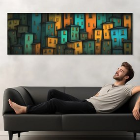 Obraz na plátně - Noční městečko Amber FeelHappy.cz Velikost obrazu: 210 x 70 cm