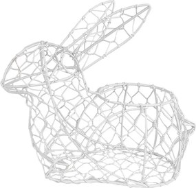 Bílý drátěný dekorační košík králík Bunny M - 25*13*22 cm