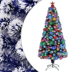 Umělý vánoční stromek s LED bílý a modrý 150 cm optické vlákno,  328456 HangarStore.cz