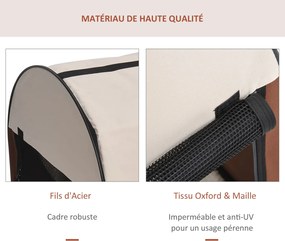 PawHut Taška pro Mazlíčky - Skládací Klec pro Psy, Provzdušněná Taška pro Mazlíčky s Odnímatelným Beránkovým Polštářem 61 x 46 x 51 cm | Aosom